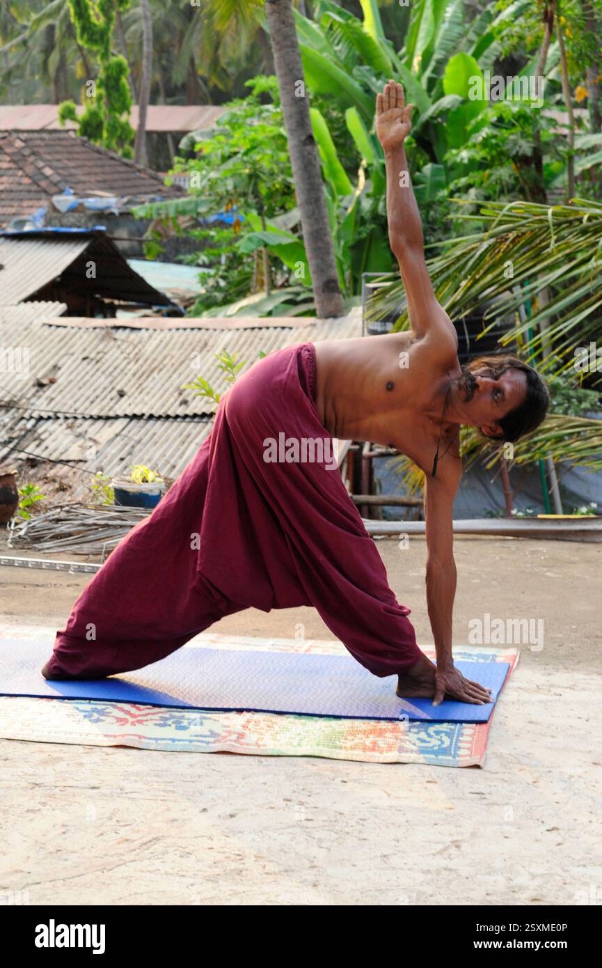 a indigenous yogi during yoga exercise, training for mental and ...