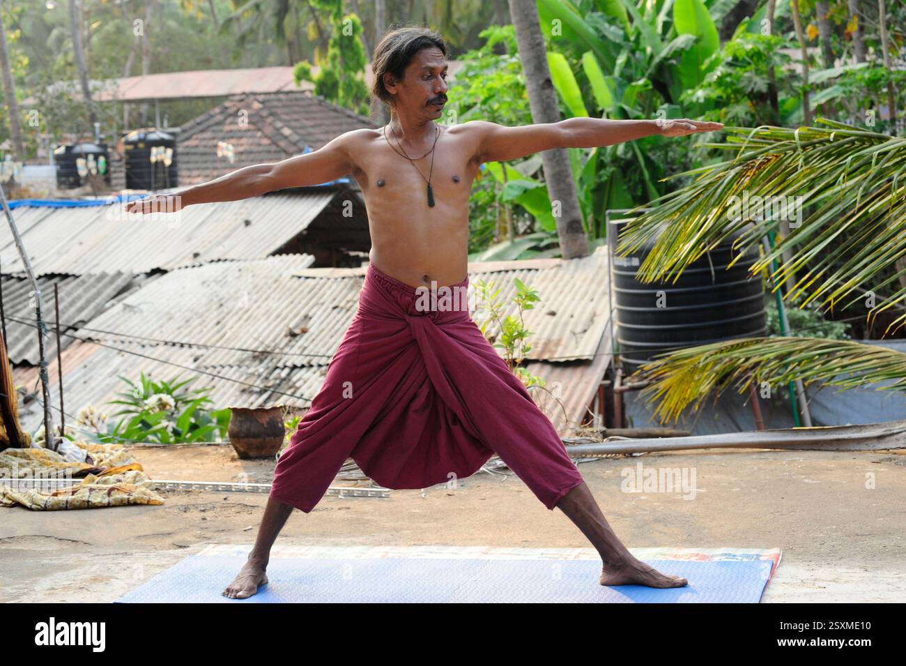a indigenous yogi during yoga exercise, training for mental and ...