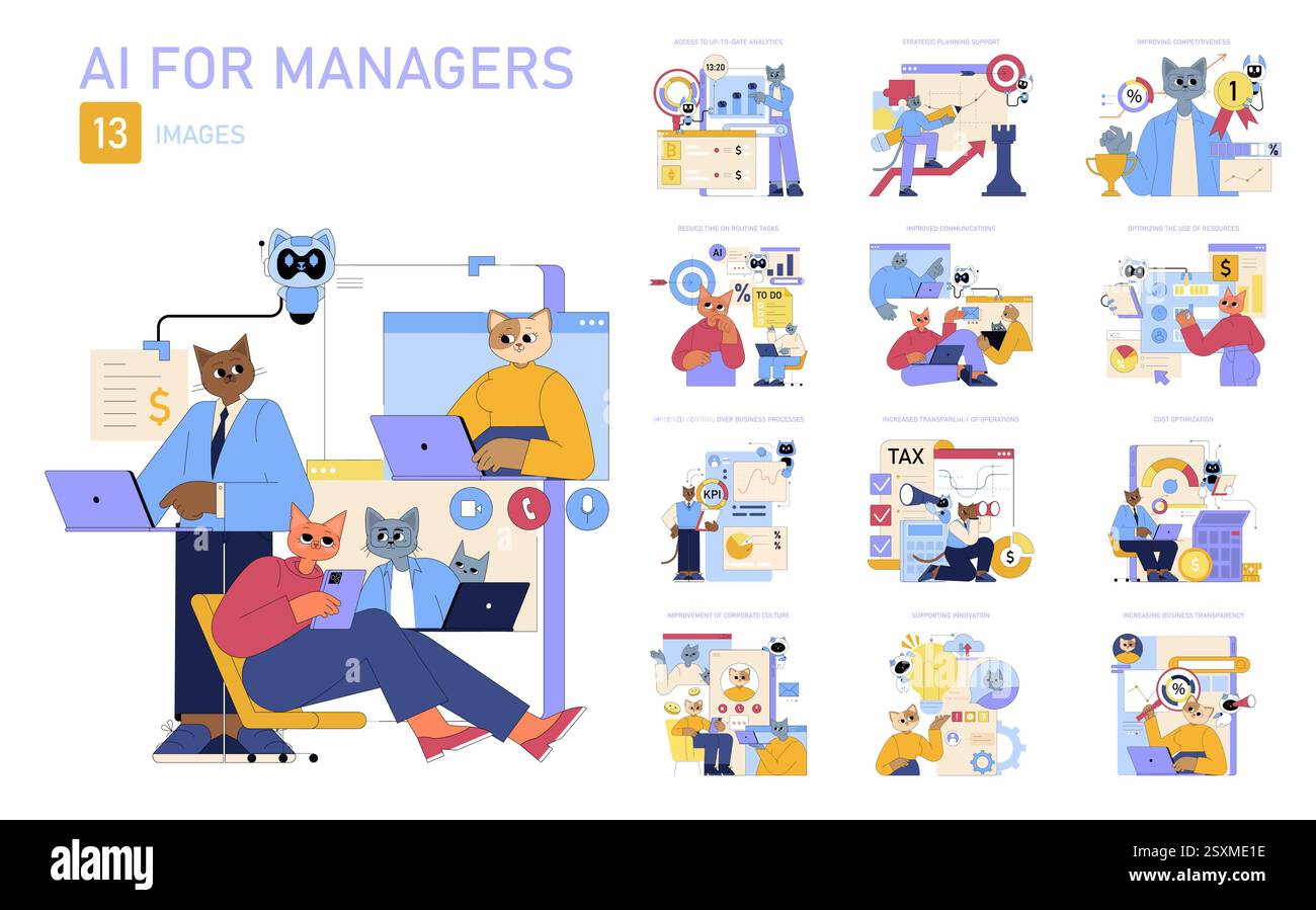 AI for Managers illustration. This collection highlights how artificial ...