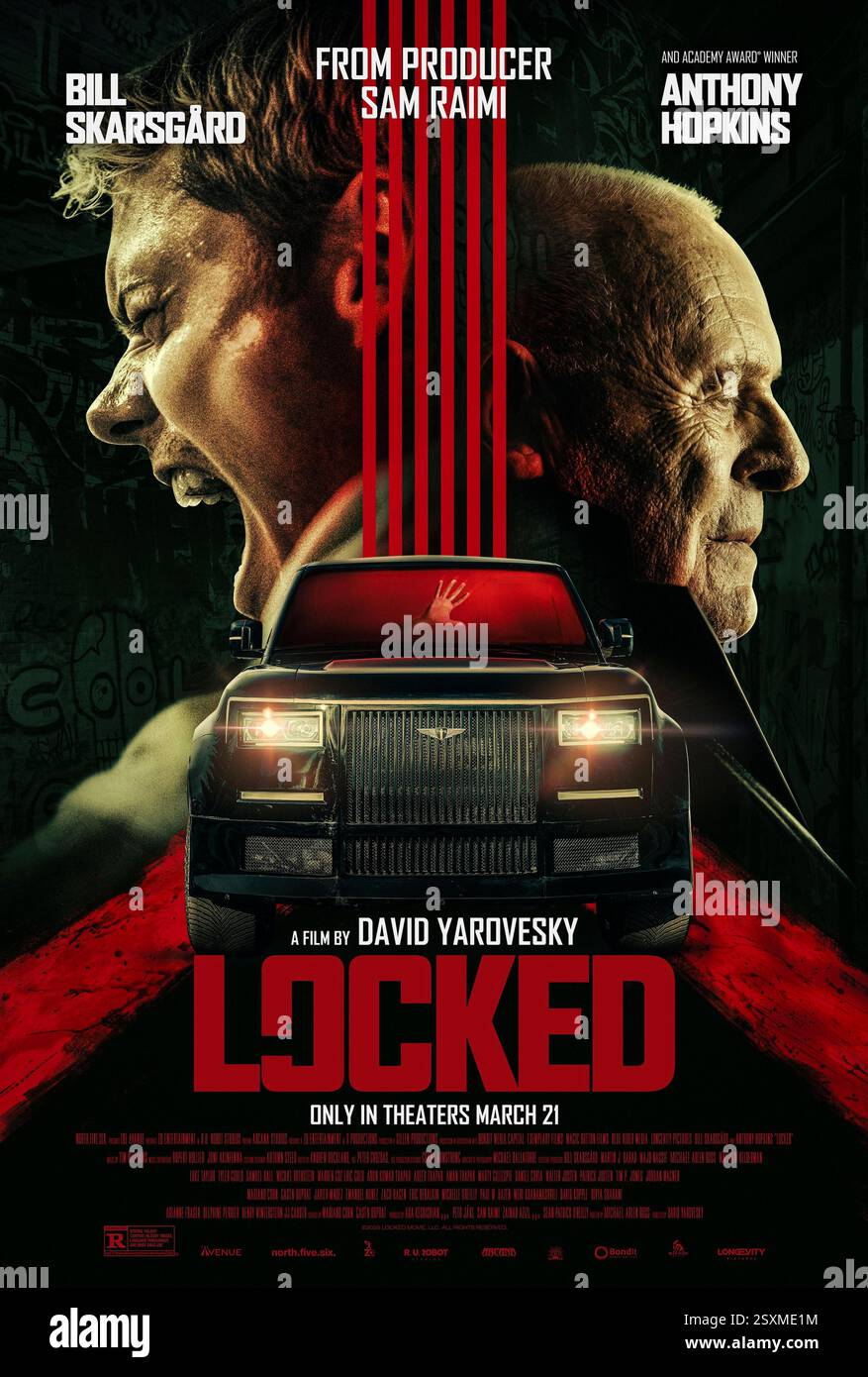 Locked (2025) directed by David Yarovesky and starring Bill Skarsgård ...