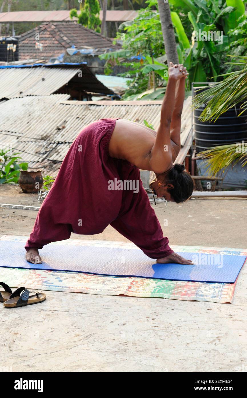 a indigenous yogi during yoga exercise, training for mental and ...