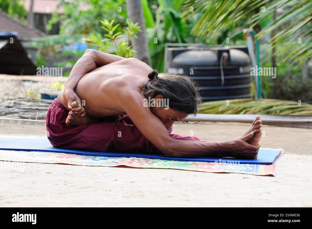 a indigenous yogi during yoga exercise, training for mental and ...