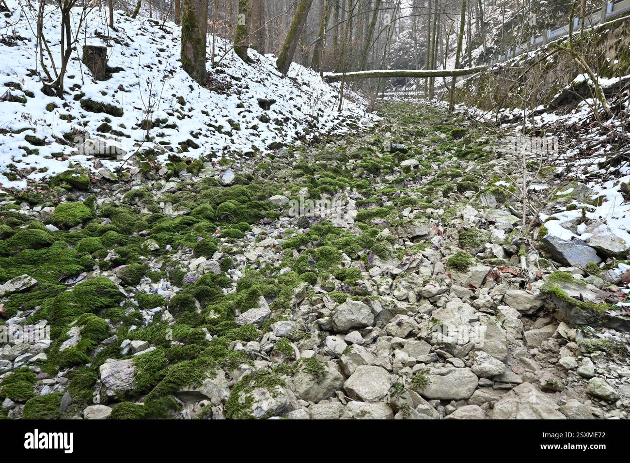 Workers repair electrical installation in tourist route along the ...