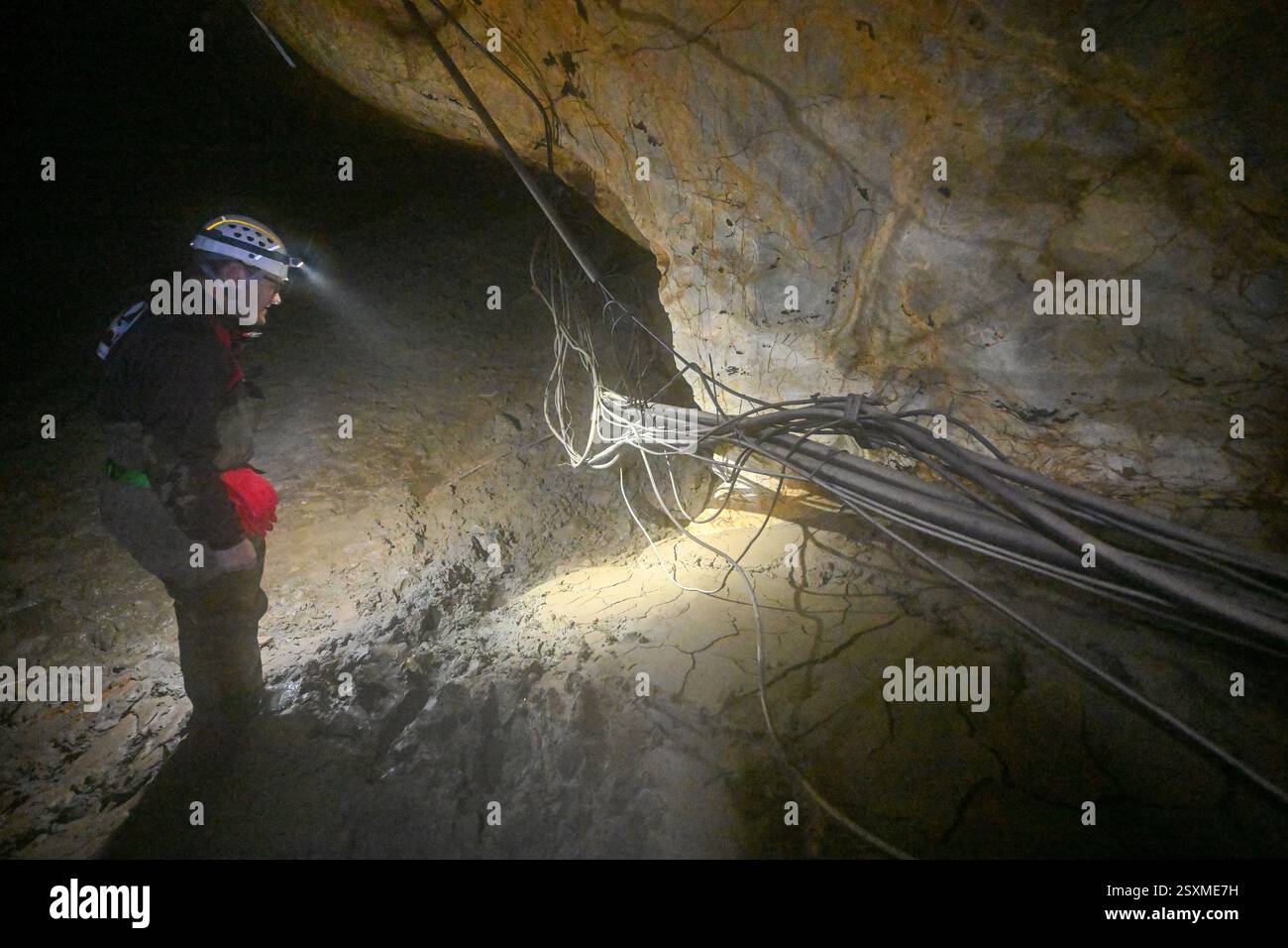 Blansko, Czech Republic. 24th Feb, 2025. Workers repair electrical ...