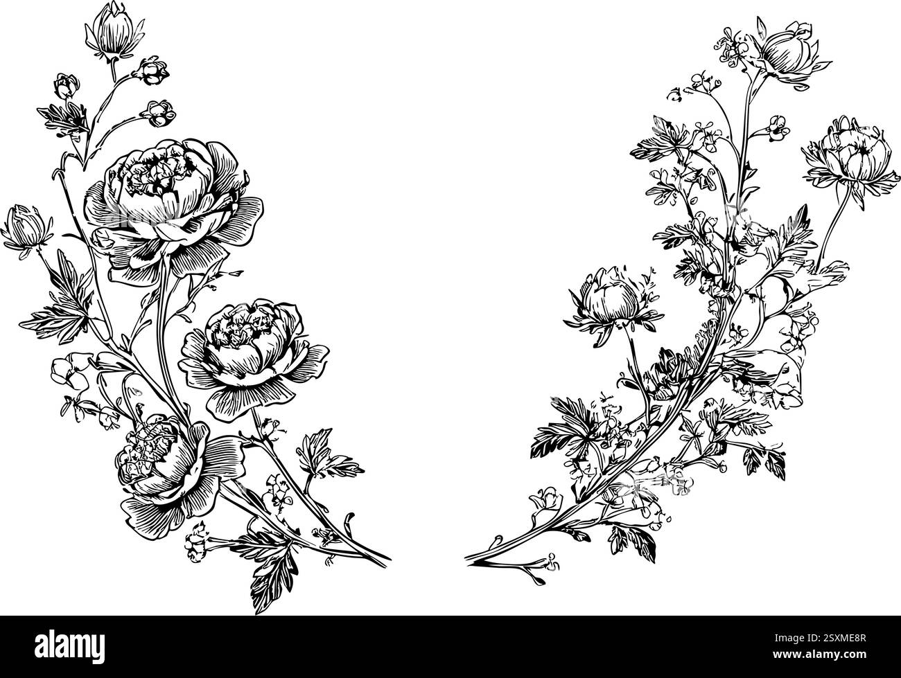 Floral elegant oval frame crest wreath wedding monogram Stock Vector ...