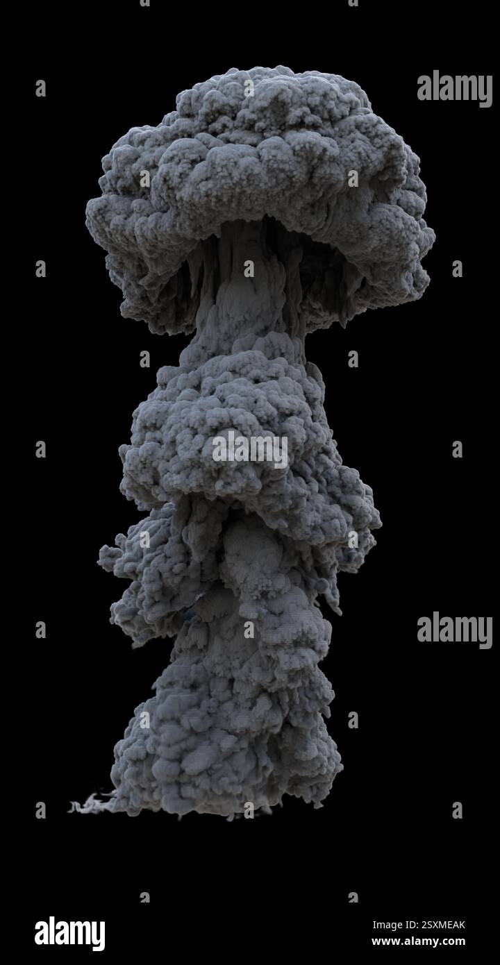 Volumetric smoke cloud resembling a nuclear explosion with dense ...