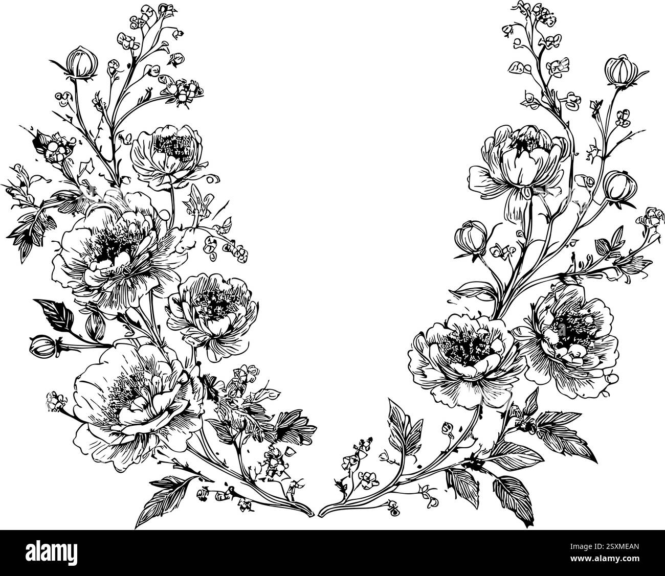 Floral elegant oval frame crest wreath wedding monogram Stock Vector ...