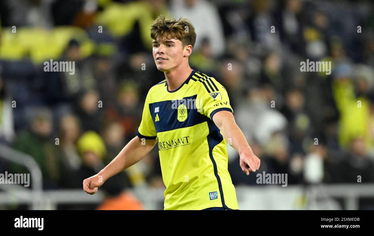 Nashville SC midfielder Matthew Corcoran (16) during an MLS soccer ...