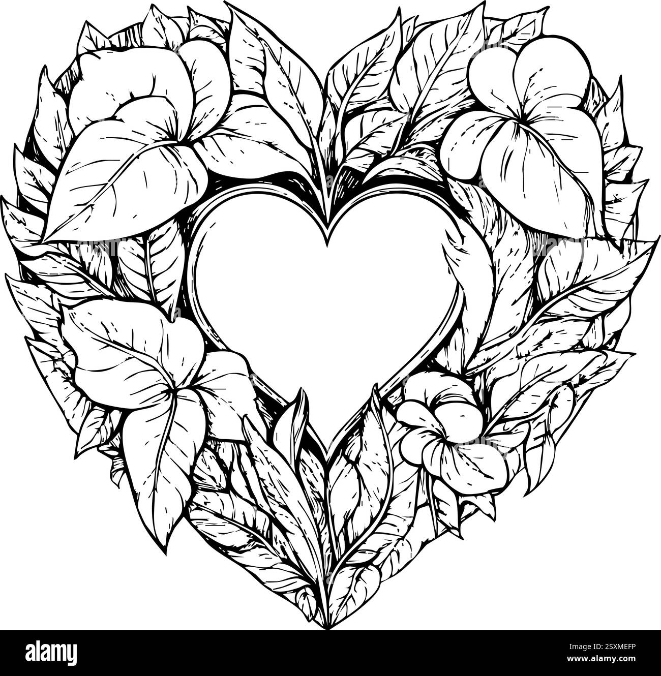 Heart shaped leaf leaves crest Stock Vector Image & Art - Alamy