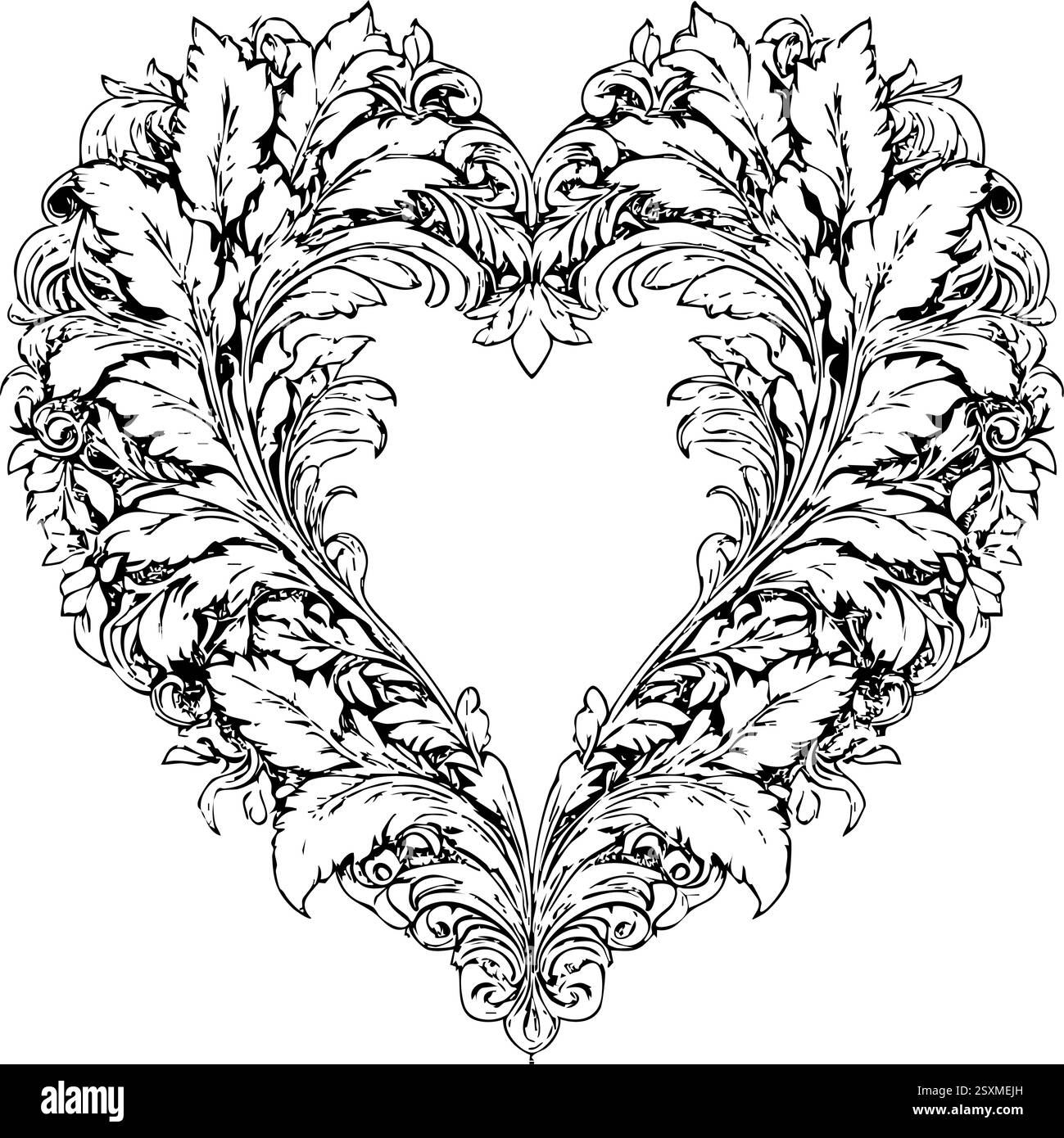 Heart shaped leaf baroque crest wreath Stock Vector Image & Art - Alamy