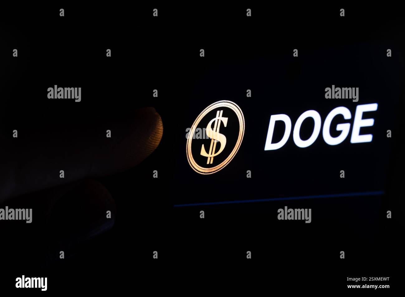 DOGE US Department of Government Efficiency logo seen on the smartphone ...