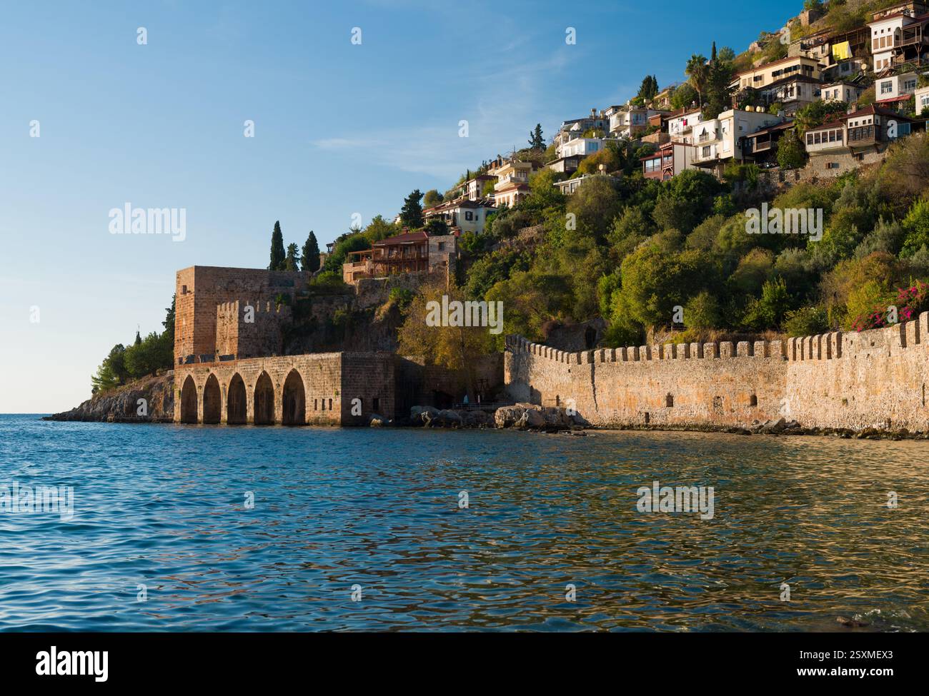 View of the historic Alanya castle of Alanya. The Mediterranean coast ...