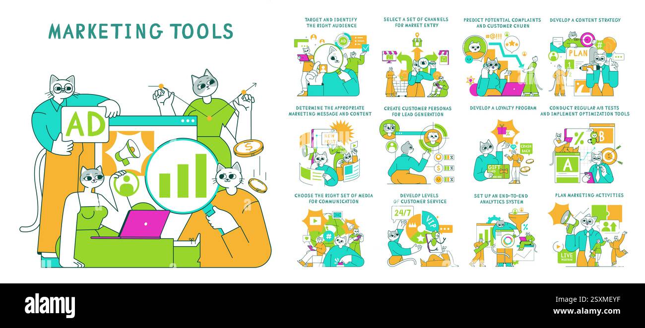 Marketing tools illustration for effective audience targeting and ...