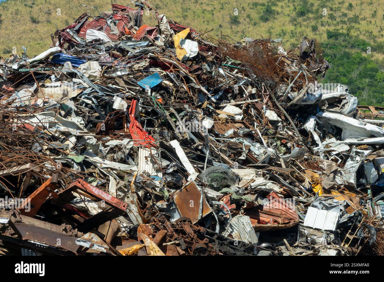Large pile of scrap metal in a rubbish dump for recycling Stock Photo ...