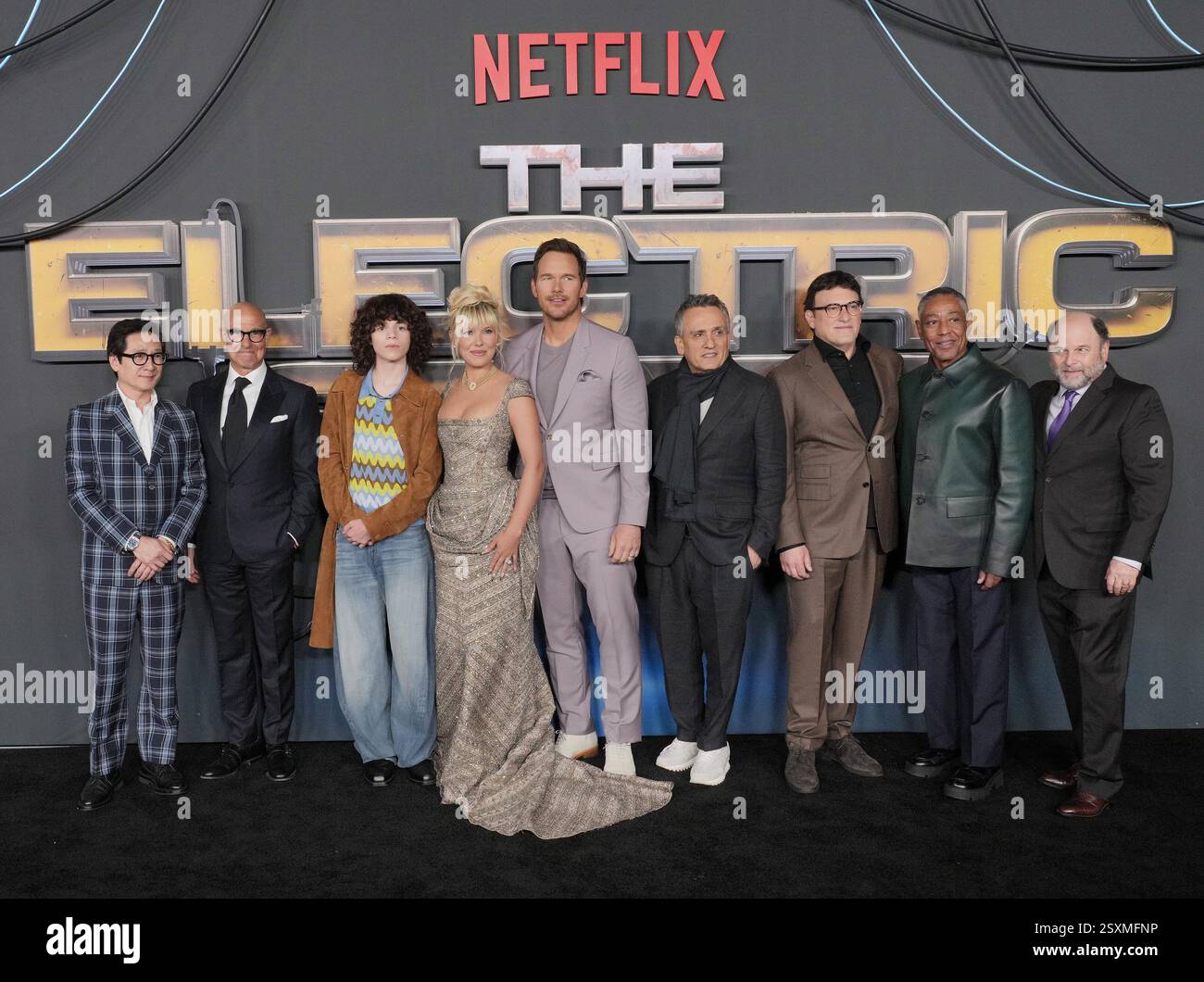 Los Angeles, USA. 24th Feb, 2025. (L-R) THE ELECTRIC STATE Cast & Crew ...