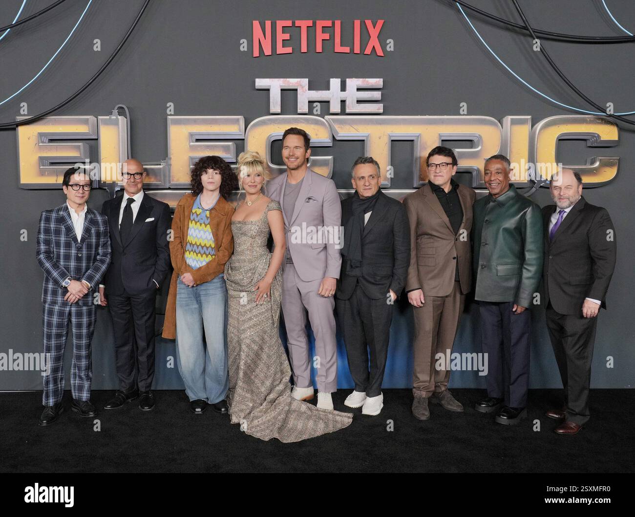 Los Angeles, USA. 24th Feb, 2025. (L-R) THE ELECTRIC STATE Cast & Crew ...