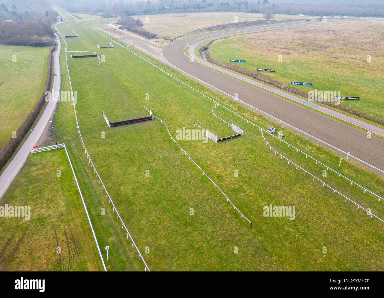 aerial view of lingfield park racecourse and fences in surrey Stock ...