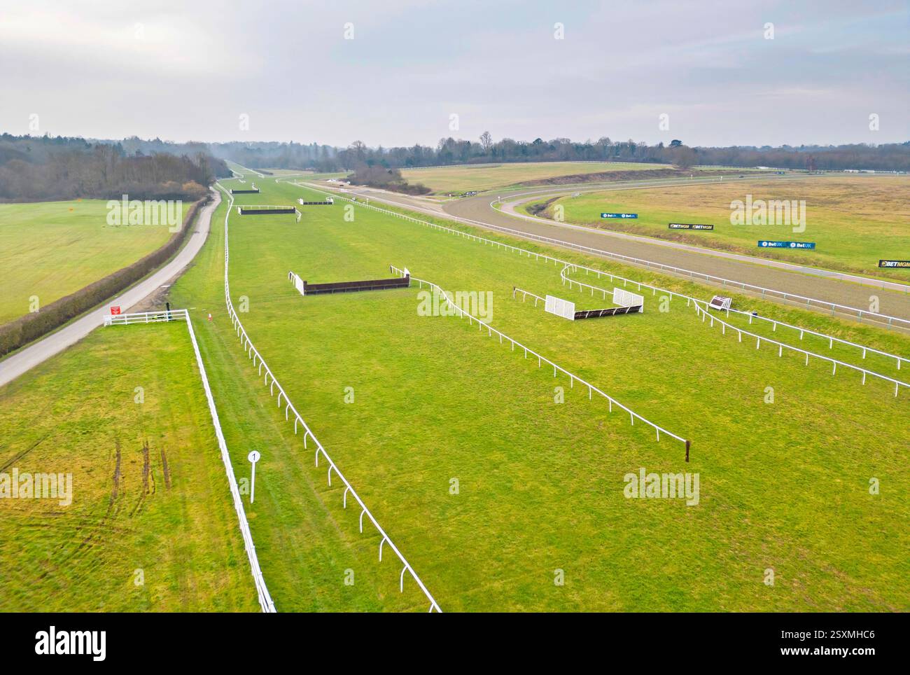 aerial view of lingfield park racecourse and fences in surrey Stock ...