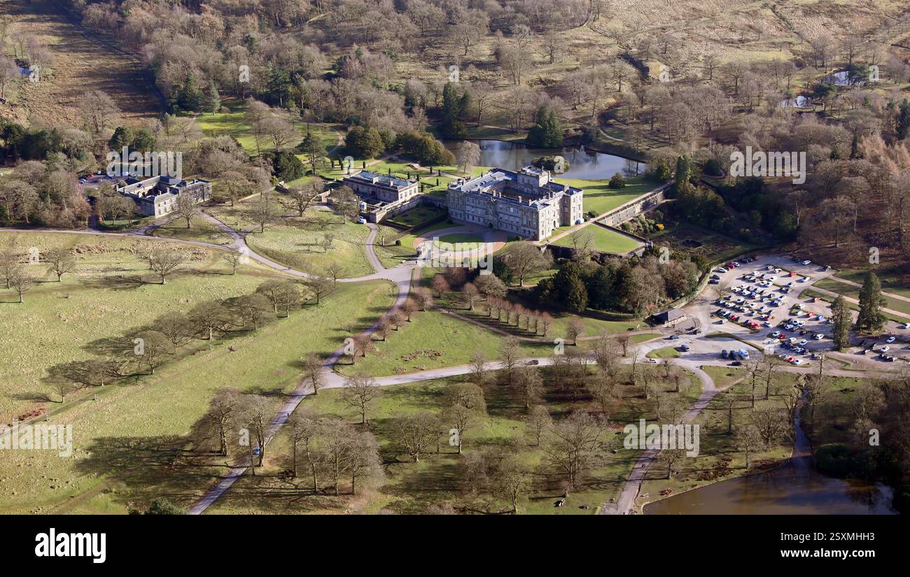Aerial view of National Trust - Lyme, a country park in Cheshire. Used ...