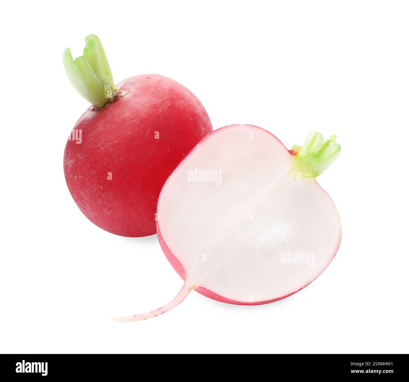 Whole and cut radishes isolated on white Stock Photo - Alamy