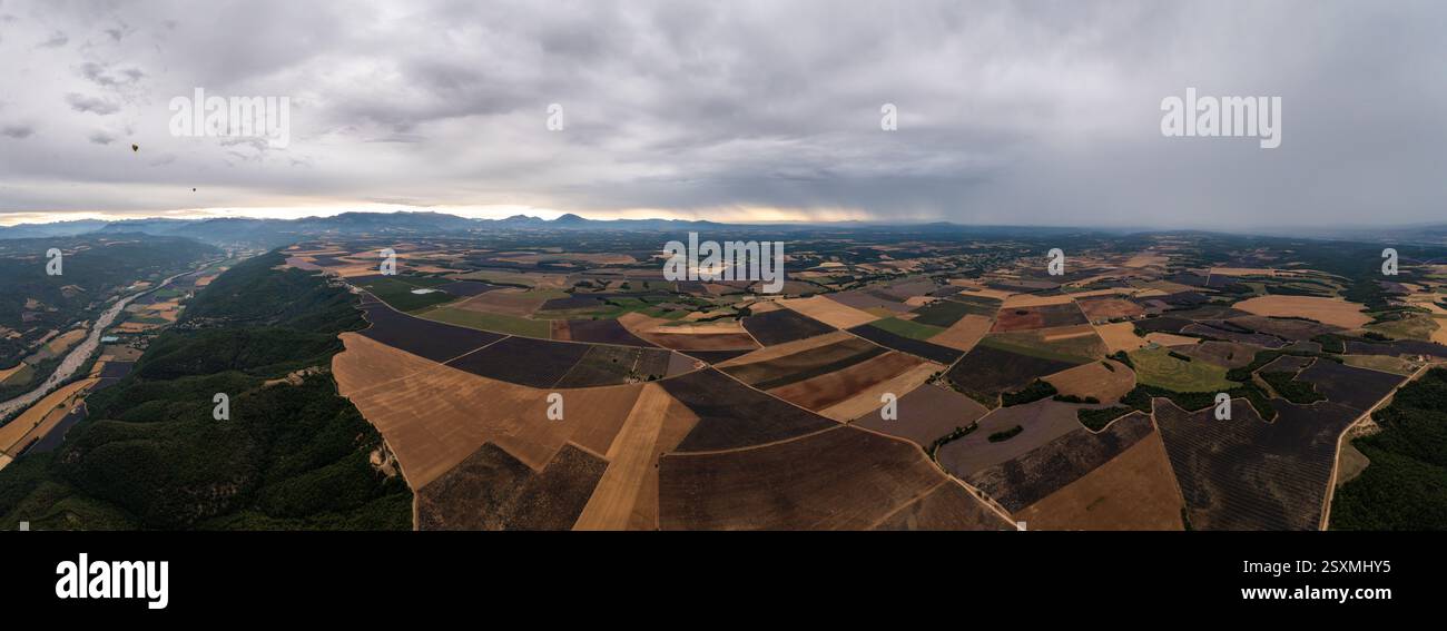 Aerial View of Provence Landscape with Colorful Fields and Mountains ...