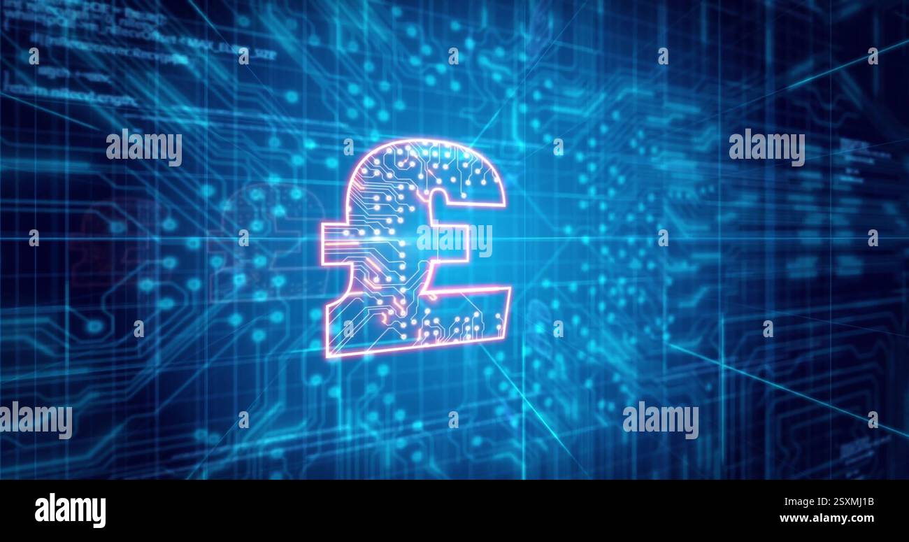 Image of data processing over pound symbols Stock Photo - Alamy