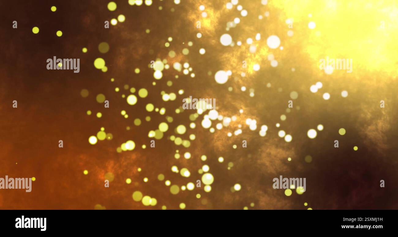 Image of glowing light spots moving over black background Stock Photo ...