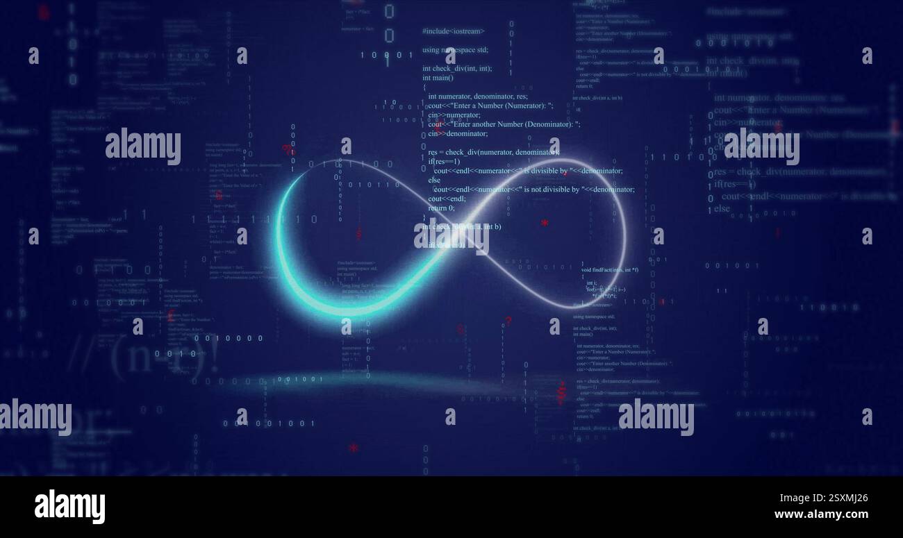 Image of digital data processing over infinity sign Stock Photo - Alamy