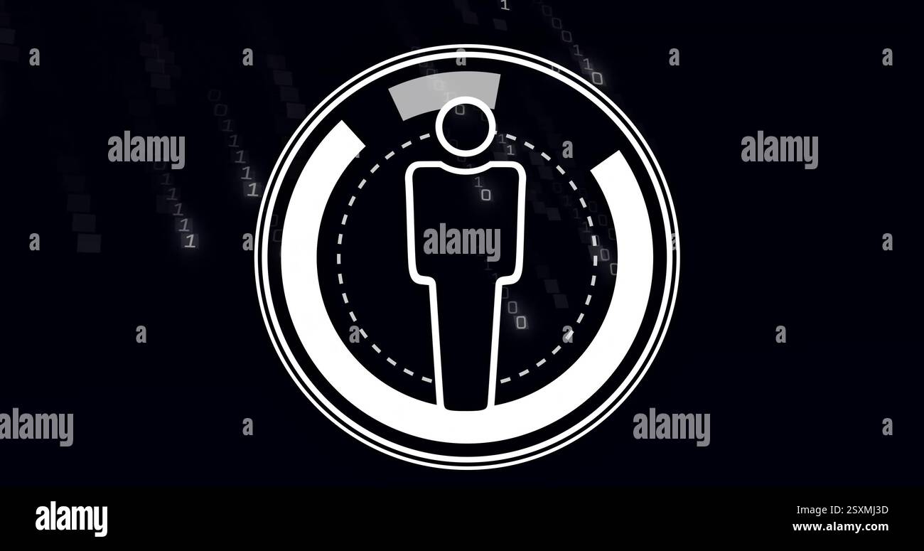 Image of human icon over binary coding Stock Photo - Alamy