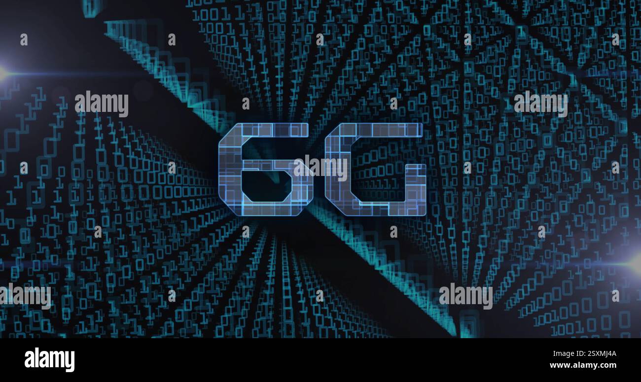 Image of 6g text over binary coding Stock Photo - Alamy