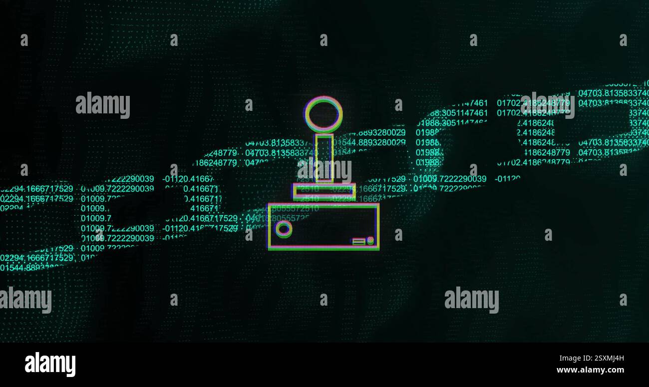 Image of gamepad icon over chain of data processing Stock Photo - Alamy