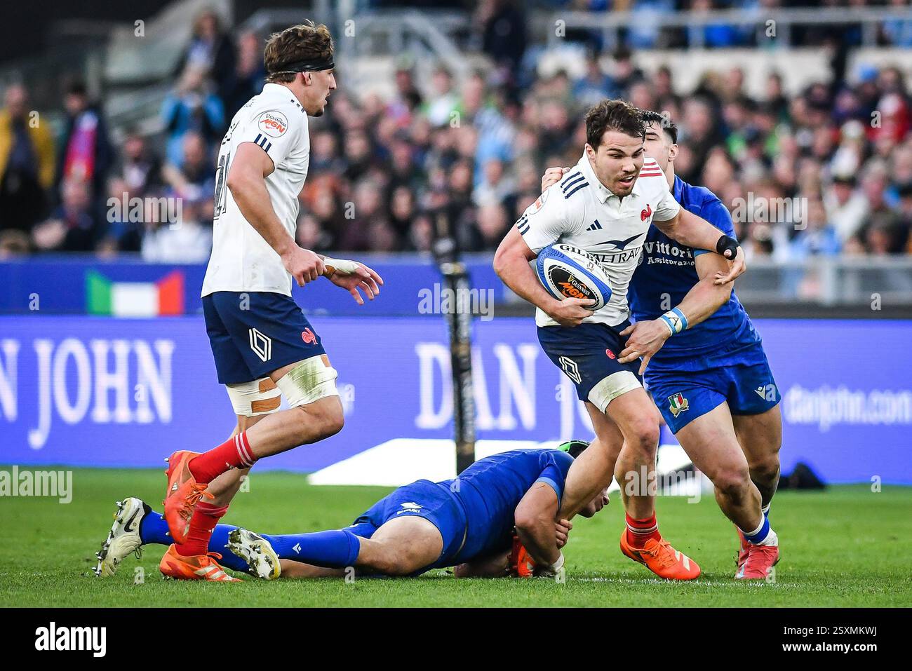Oscar JEGOU of France and Antoine DUPONT of France during the 2025 Six Nations Championship ...