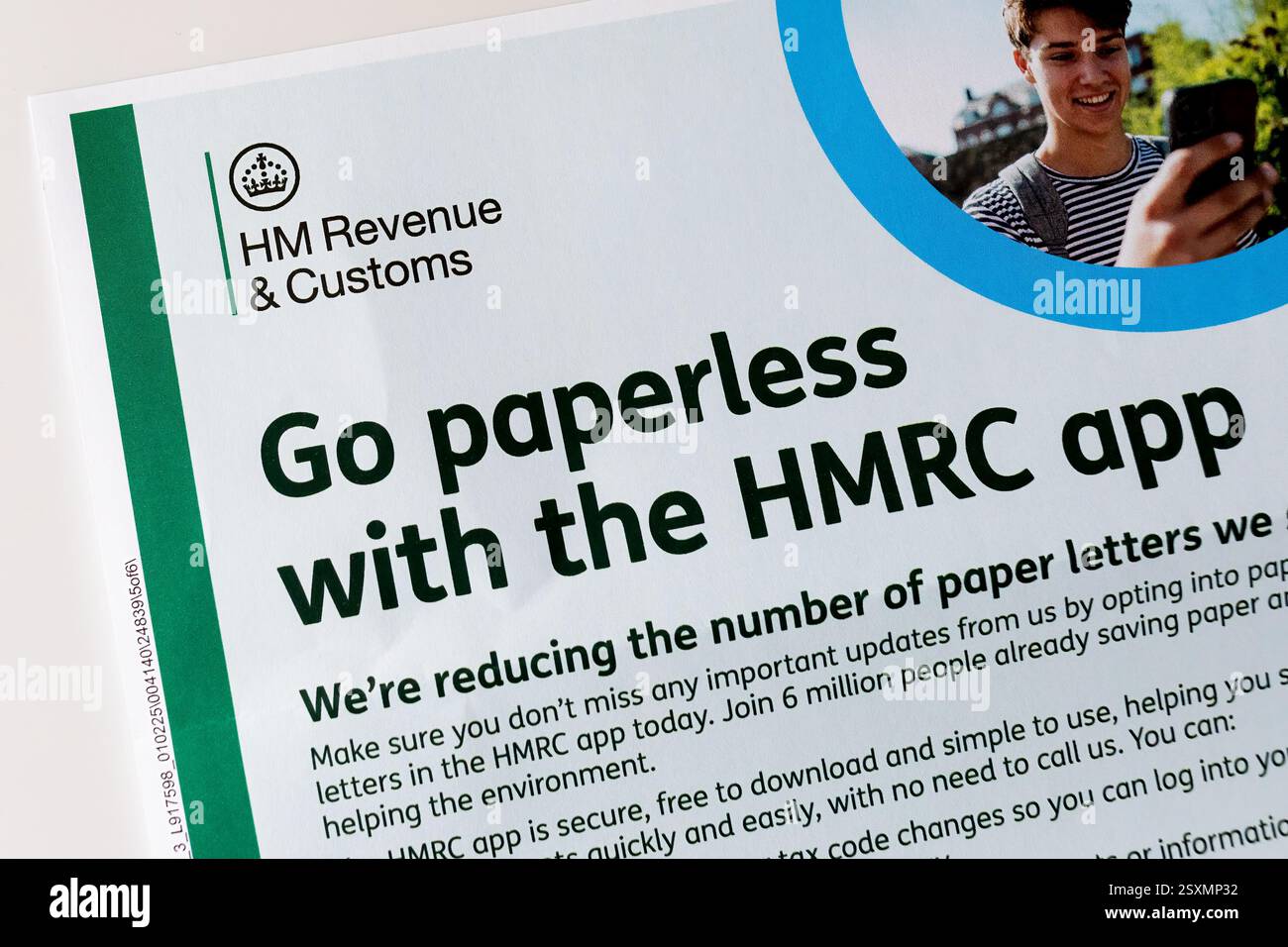 Letter advertising the HMRC app Stock Photo - Alamy