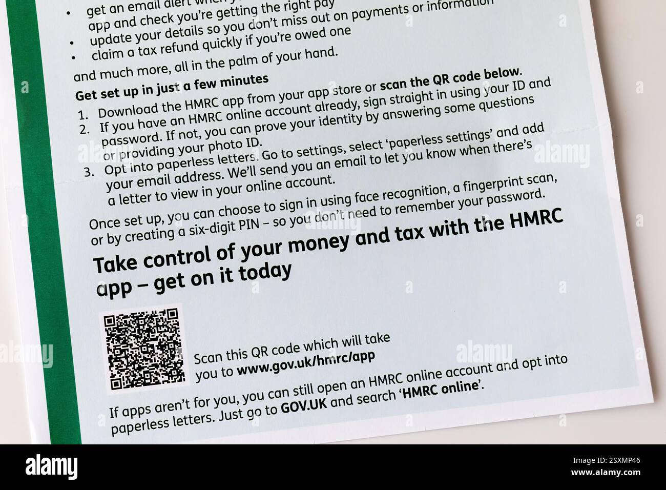 HMRC letter advertising the app Stock Photo - Alamy