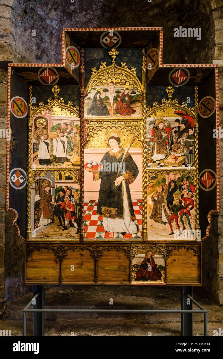 retable of San Esteban, temple painting on panel, 15th century, church ...