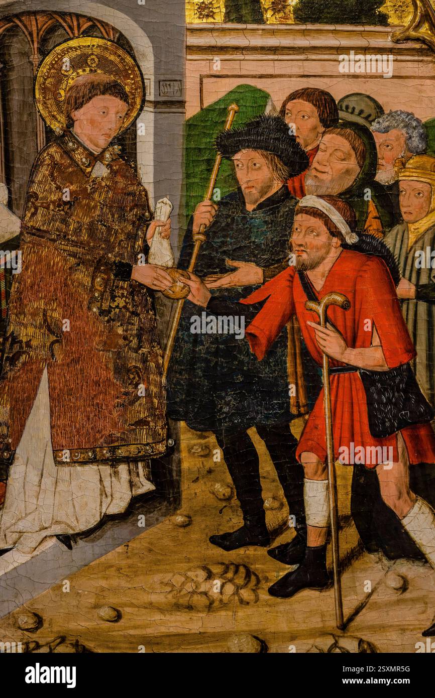 retable of San Esteban, temple painting on panel, 15th century, church ...