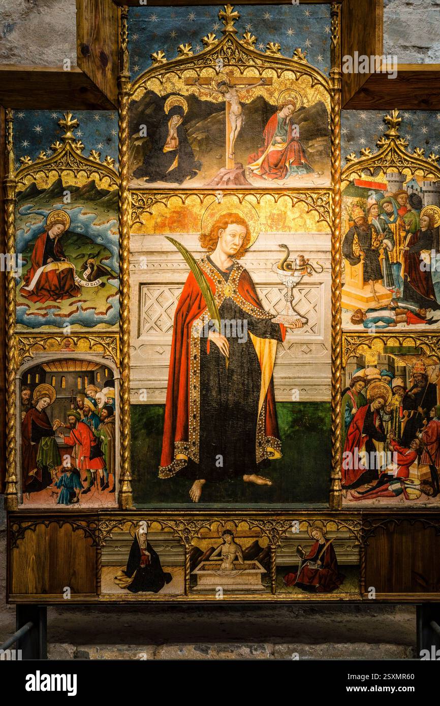 retable of San Juan Evangelista, temple painting on a panel, 15th ...