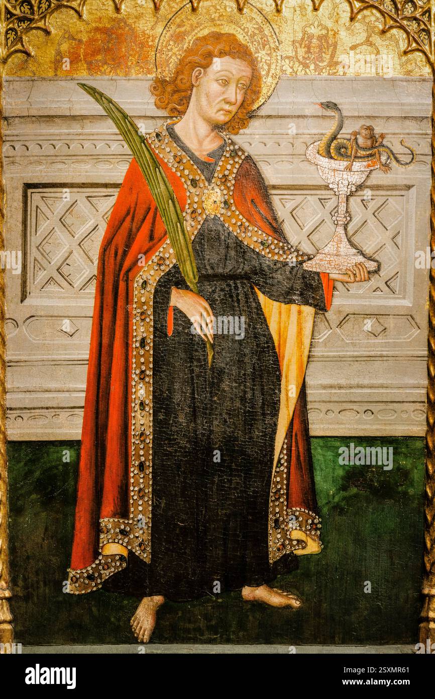 retable of San Juan Evangelista, temple painting on a panel, 15th ...