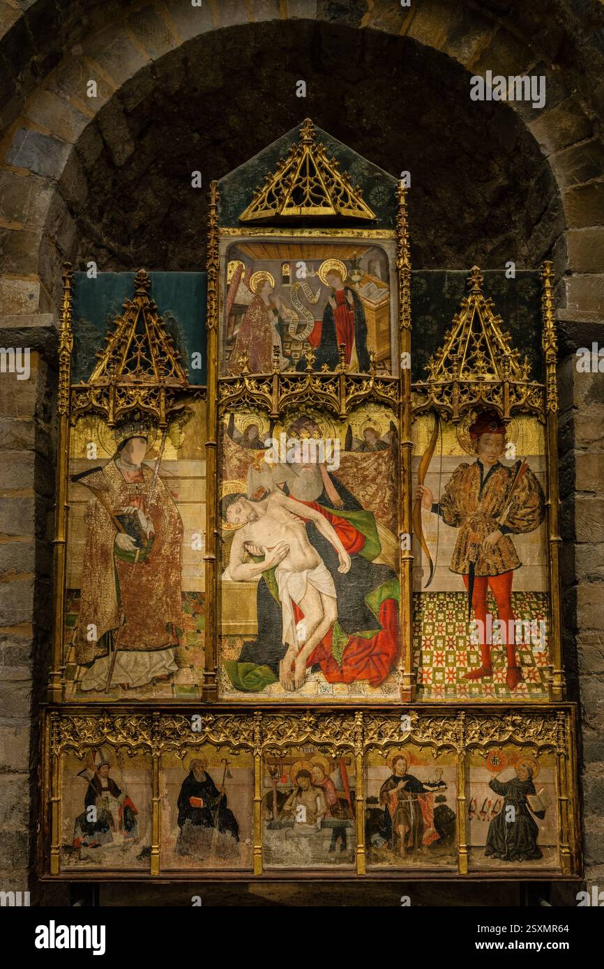 Altarpiece of the Holy Trinity, temple painting on table, 15th century ...