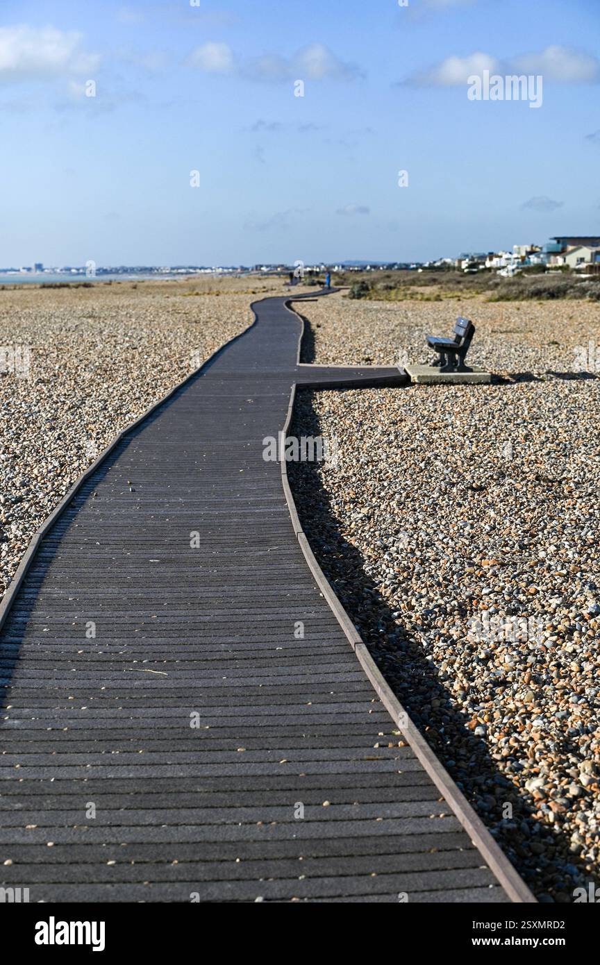 Shoreham Beach boardwalk view UK Stock Photo - Alamy