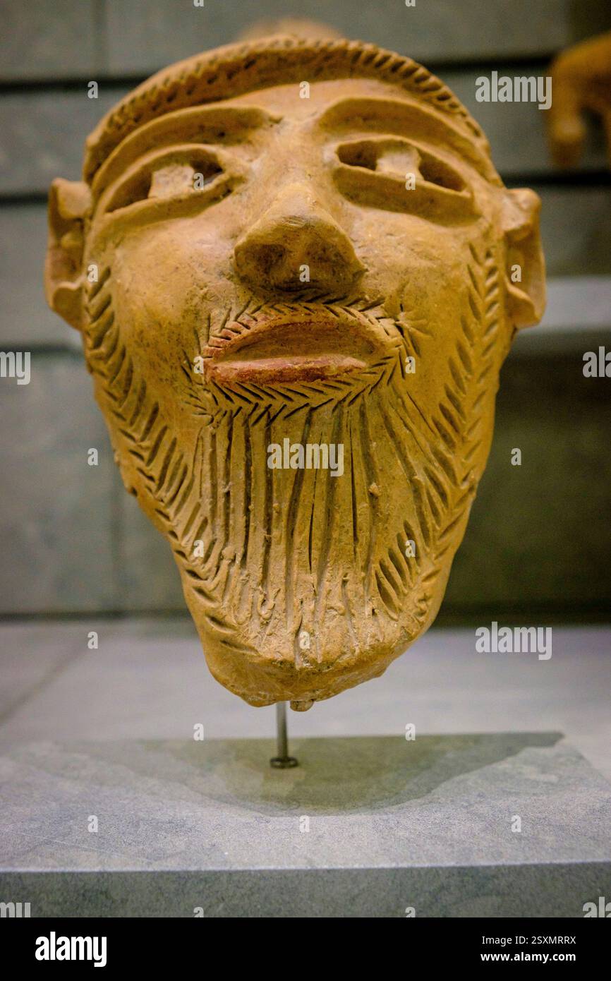 Bearded funerary mask, Punic-Ebusitan style, 400-300 BC, Archaeological ...