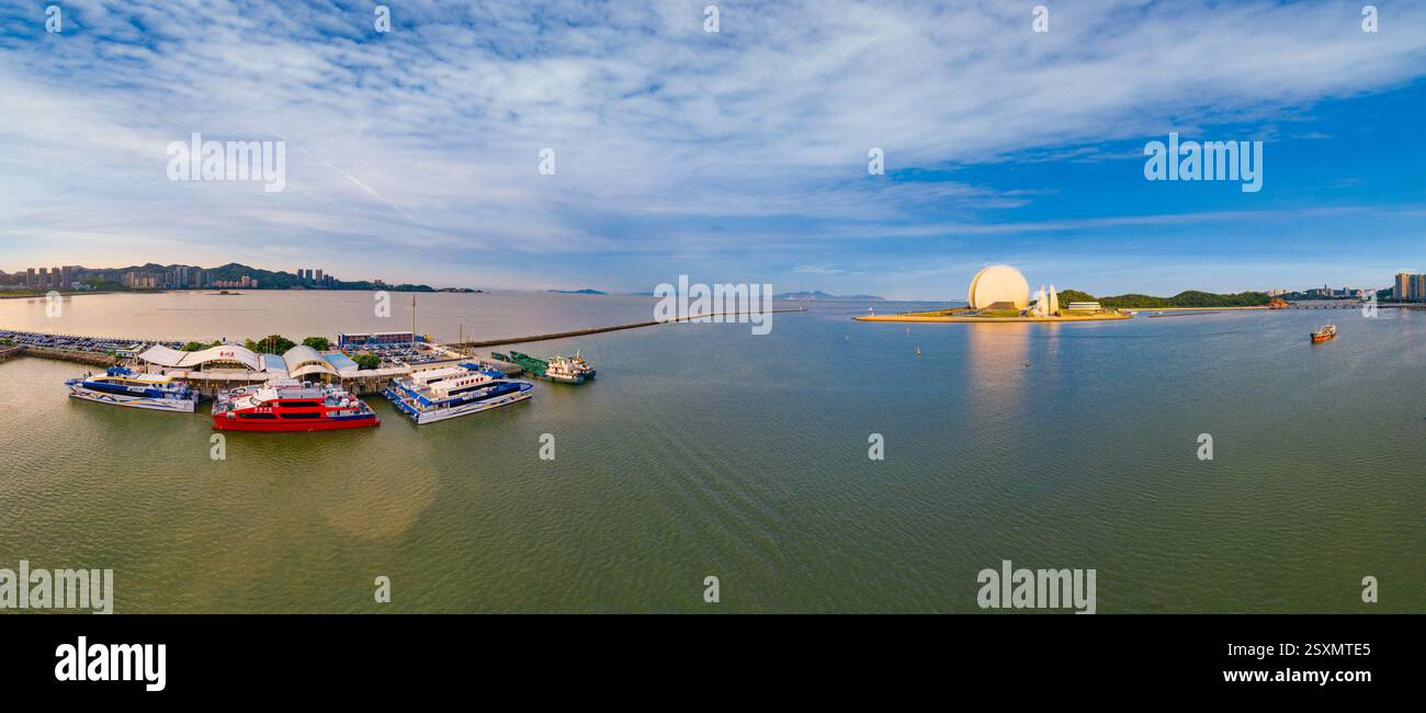 Aerial view of Xiangzhou port, Zhuhai City, Guangdong Province, China ...