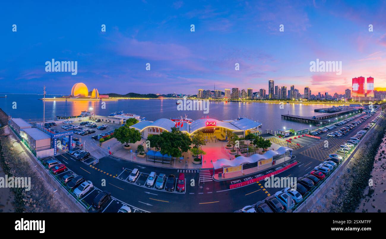Aerial view of Xiangzhou Harbor, Zhuhai City, Guangdong Province, China ...
