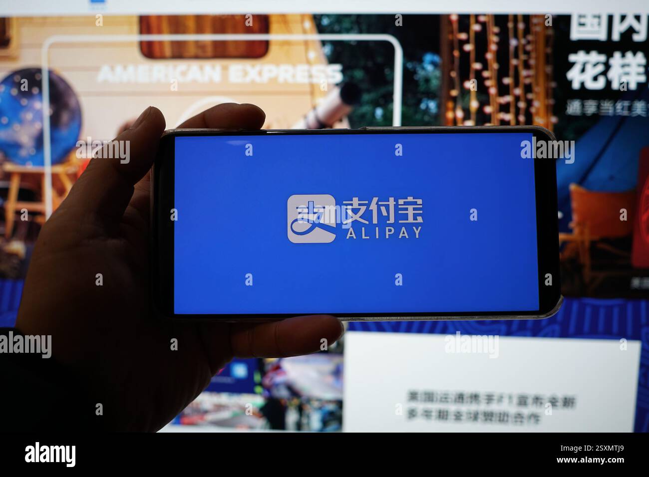 SHANGHAI, CHINA - FEBRUARY 25, 2025 - A picture shows the LOGO of Alipay displayed on a ...