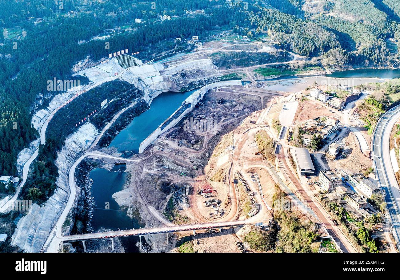 Workers work at the construction site of Qingyukou Reservoir in ...