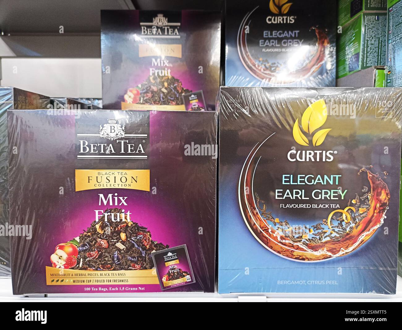 Tea display with beta tea fusion mix fruit and curtis elegant earl grey ...