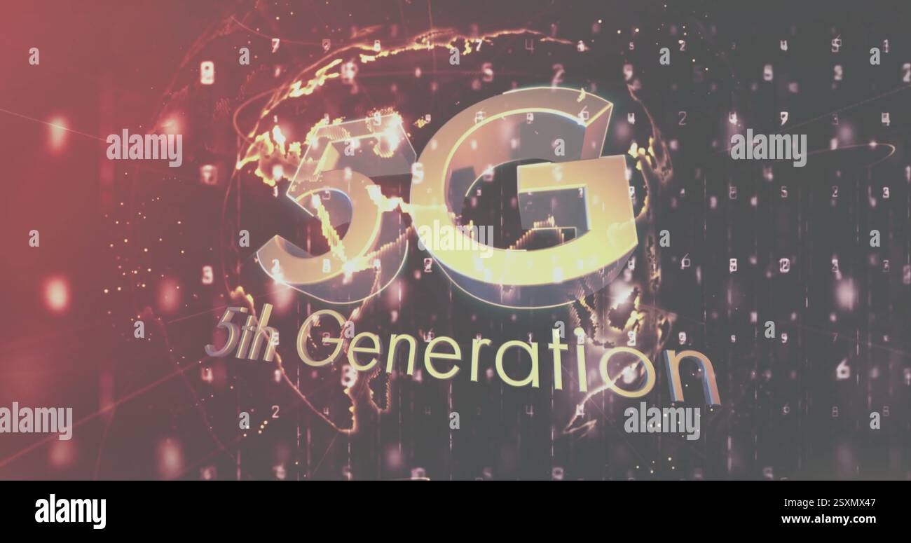 Image of digital data processing over 5g 5th generation text Stock Photo - Alamy