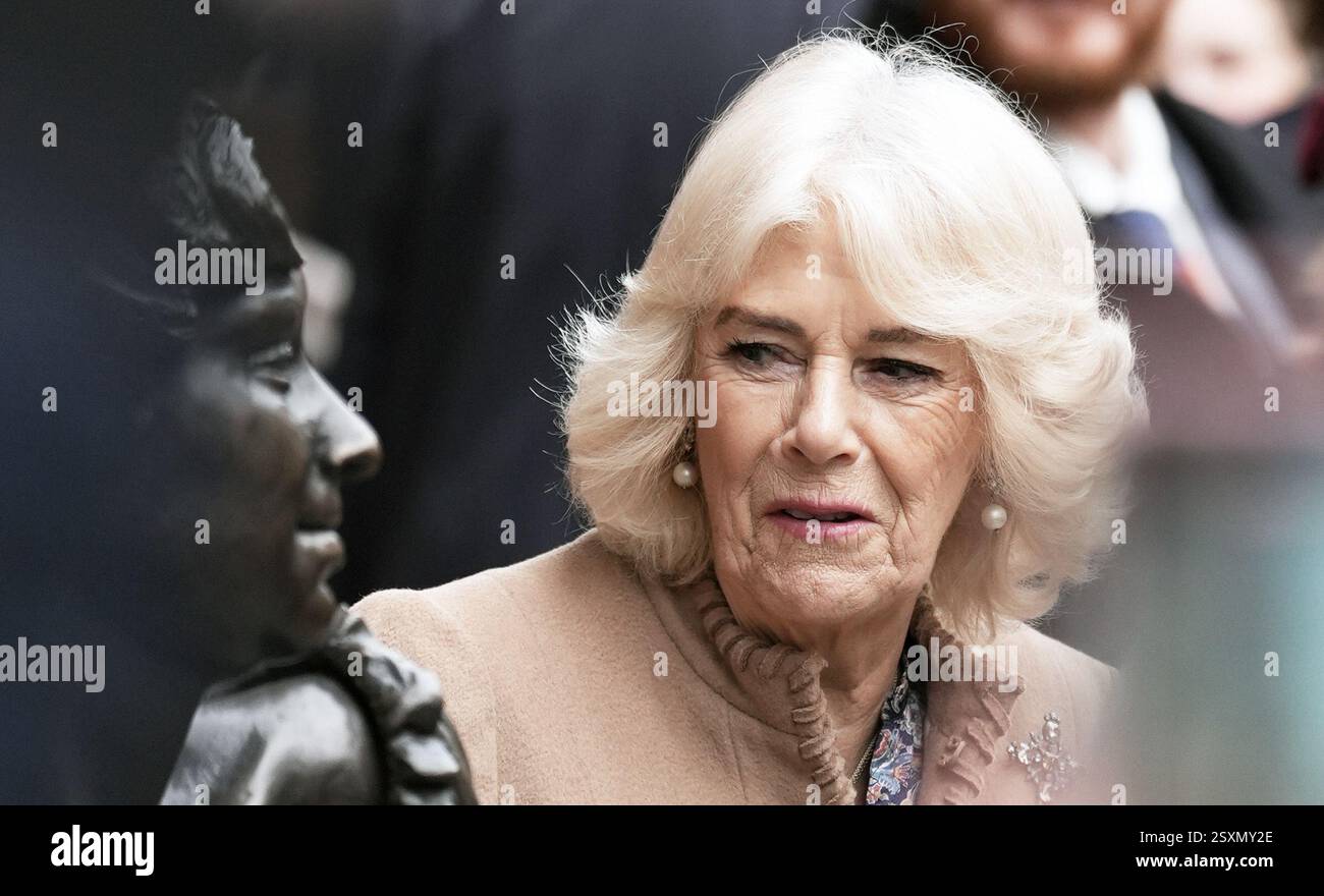Queen Camilla unveils a life-size bronze statue of Canterbury-born ...
