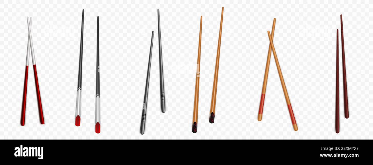 Realistic chopstick collection with different designs - food utensils ...