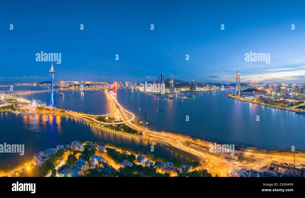 Night view of Zhuhai and Macau in China Stock Photo - Alamy